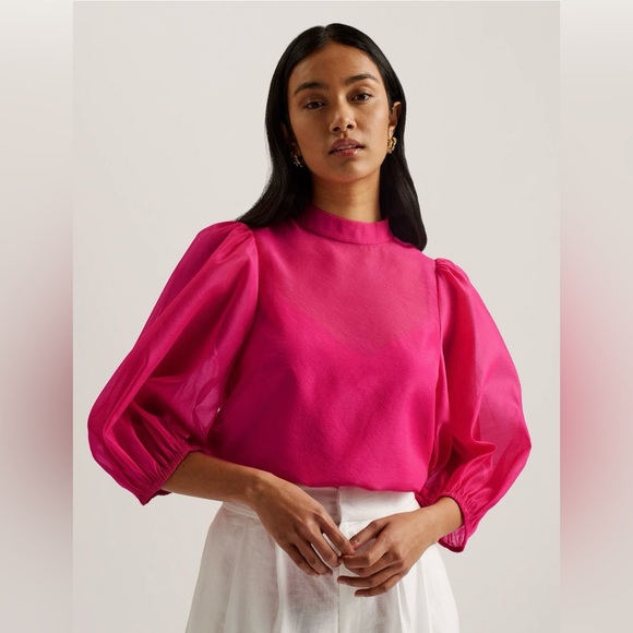 Ted Baker | Tops | Ted Baker Womens Frias Balloonsleeve Sheer Blouse ...